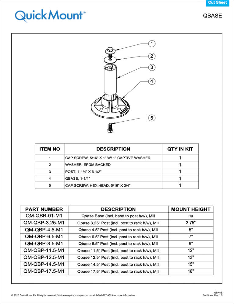 QBase® Low Slope Deck Mount - IronRidge